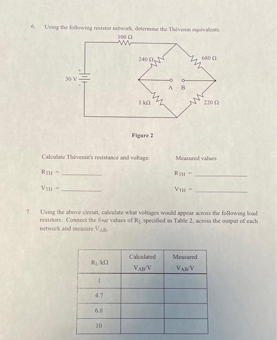 Solved 6. Using the following resistor network, determine | Chegg.com