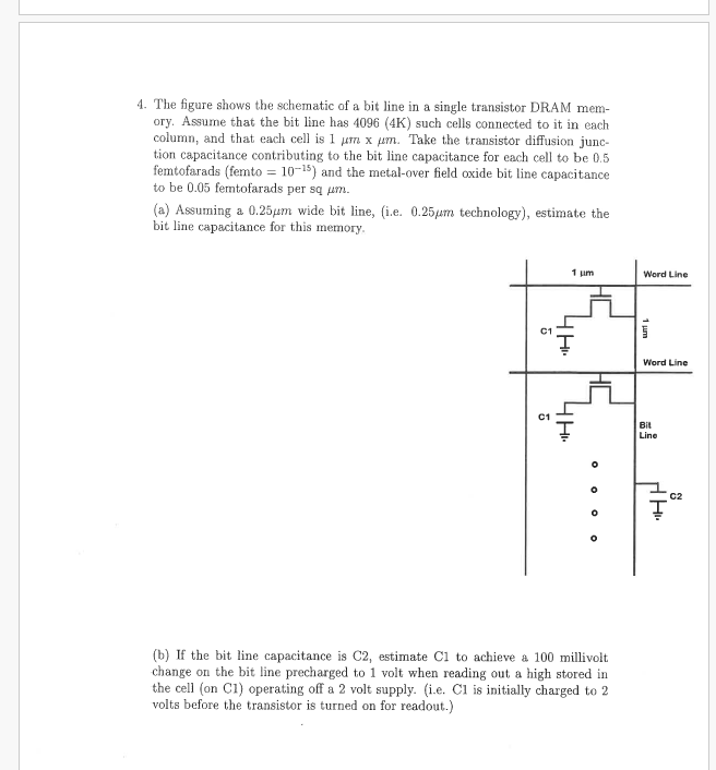 Solved The figure shows the schematic of a bit line in a | Chegg.com