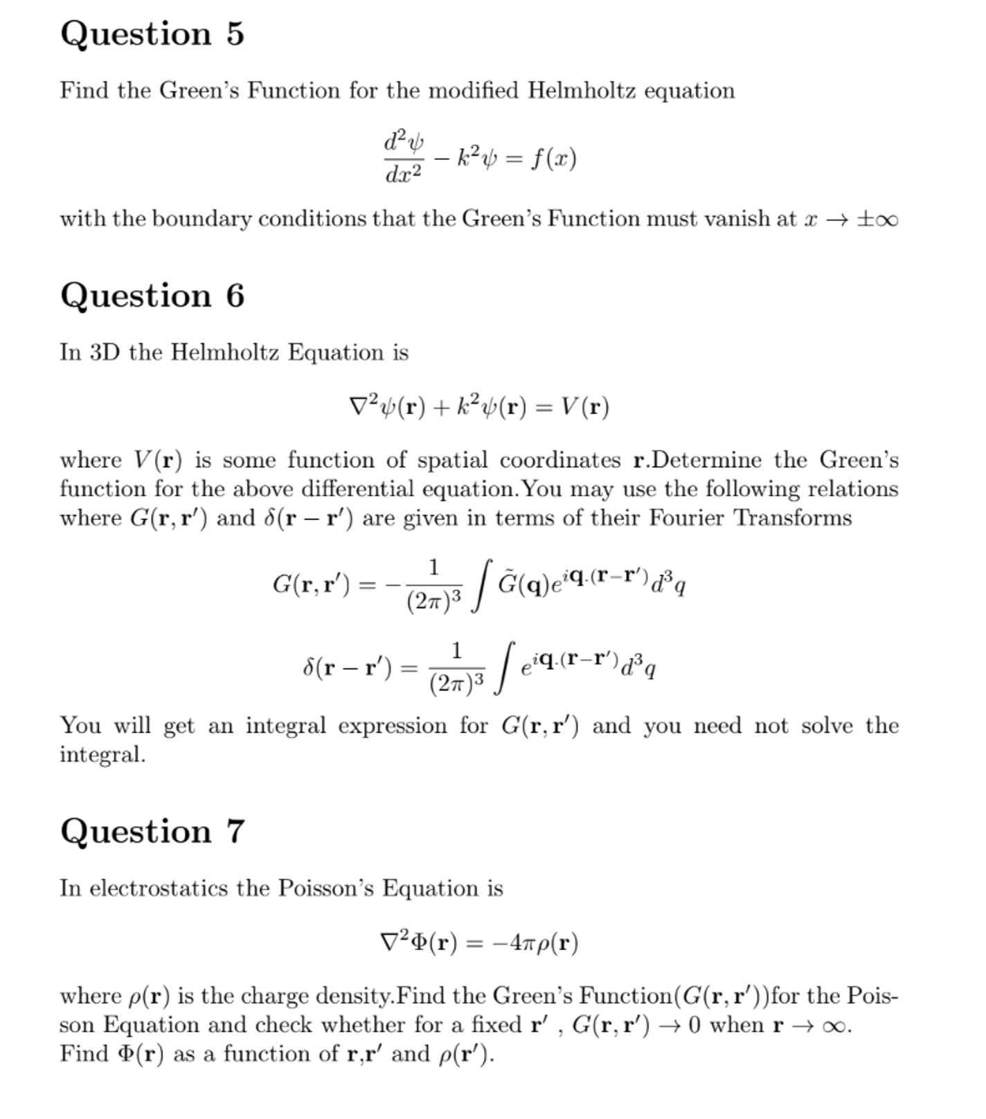 Solved Question 5Find the Green's Function for the modified | Chegg.com