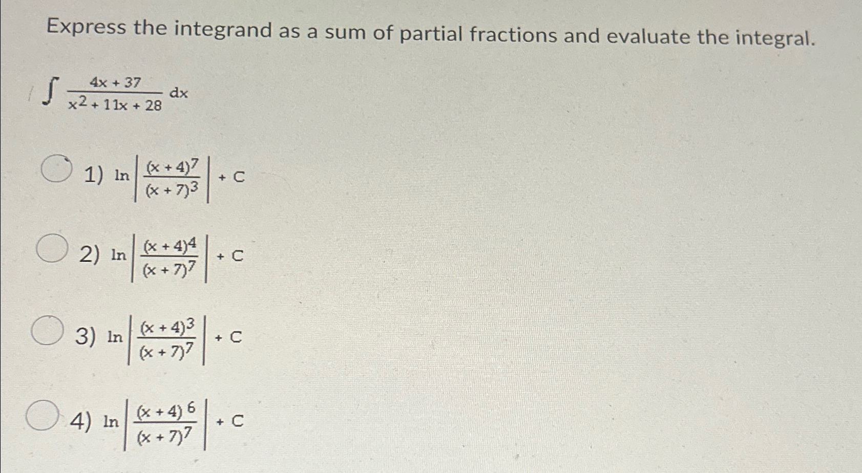Solved Express the integrand as a sum of partial fractions | Chegg.com