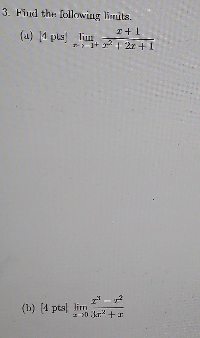 3. Find the following limits. (a) | Chegg.com