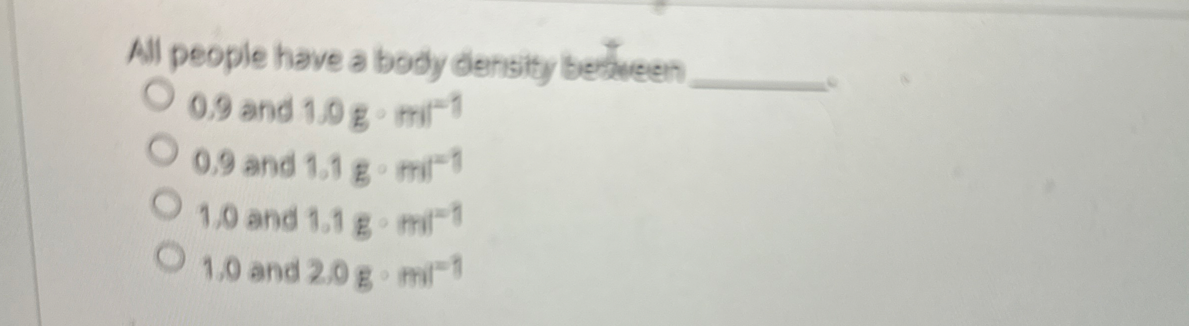 Solved All people have a body density between q,0.9 ﻿and | Chegg.com