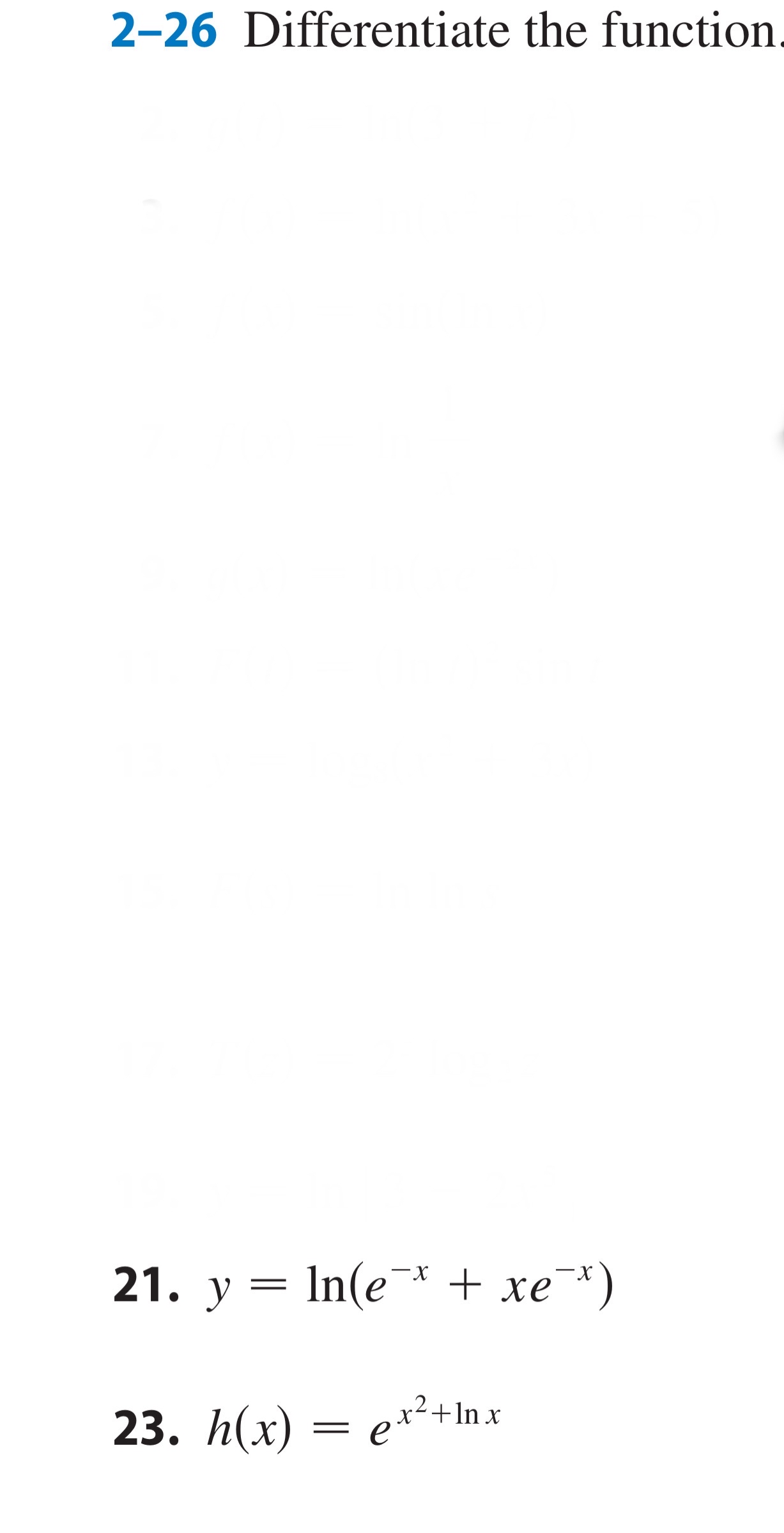 Solved 2-26 ﻿Differentiate the | Chegg.com