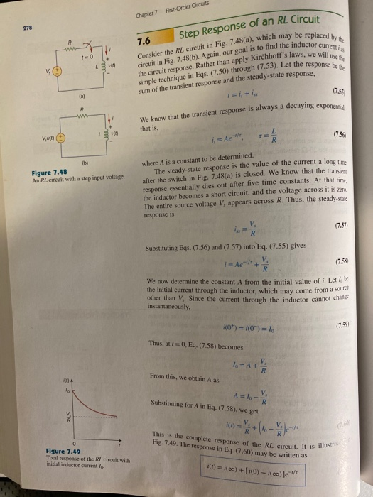 Solved solve the step response RL circuit ( figure 7.48) by | Chegg.com
