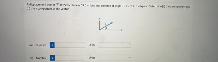 Solved A displacement vector r in the xy plane is 69.0 m | Chegg.com