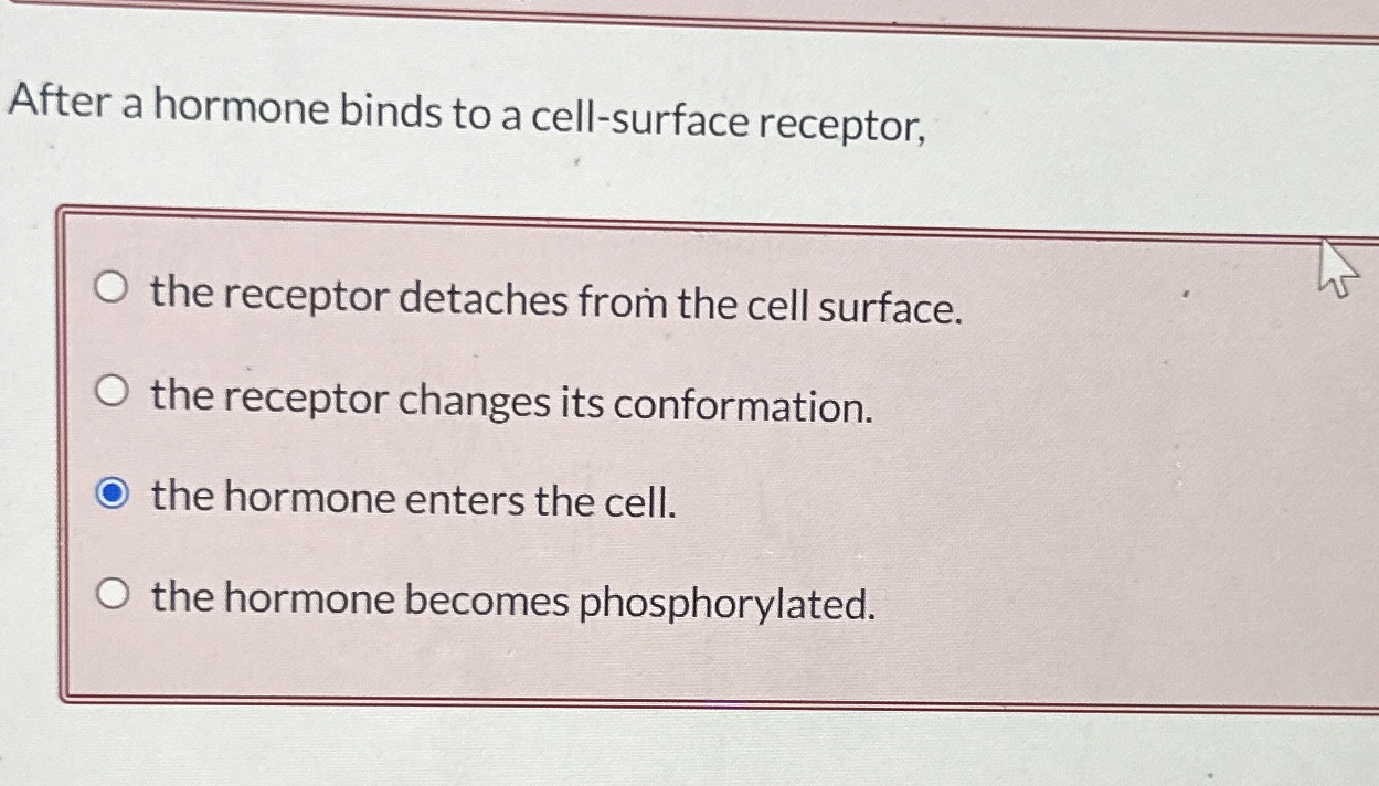 Solved After a hormone binds to a cell-surface receptor,the | Chegg.com