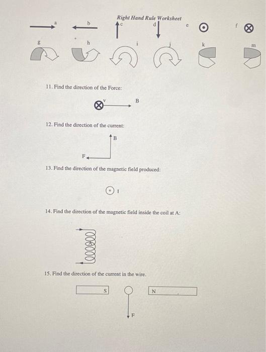 Solved Right Hand Rule Worksheet d c f 11. Find the | Chegg.com