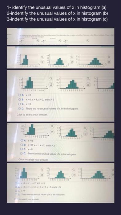 1- identify the unusual values of x in histogram (a) | Chegg.com