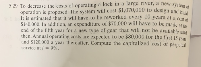 Solved 5.29 To decrease the costs of operating a lock in a | Chegg.com