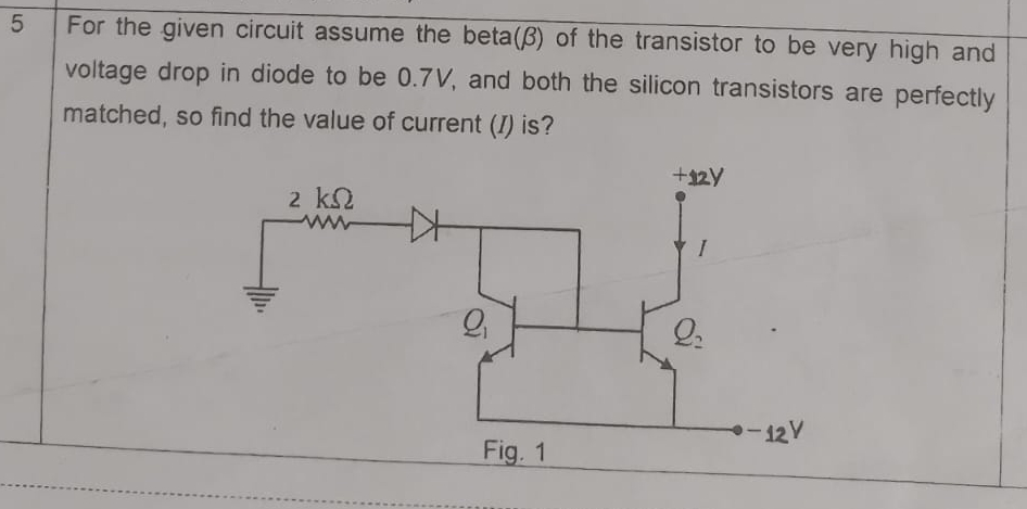 Solved 5 ﻿For the given circuit assume the beta (β) ﻿of the | Chegg.com