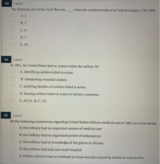 The financial cost of the Civil War was times the | Chegg.com