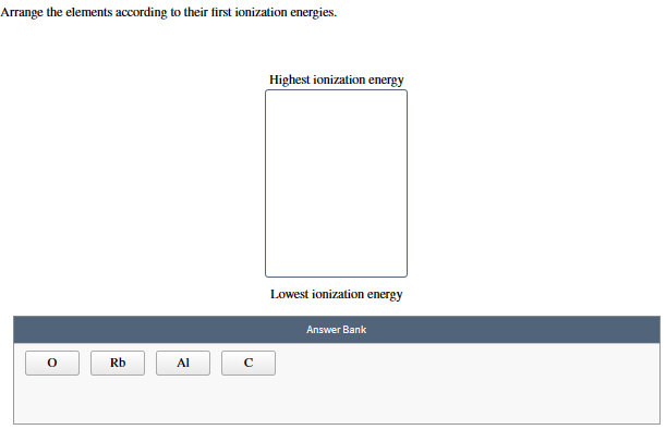 Solved Arrange the elements according to their first | Chegg.com
