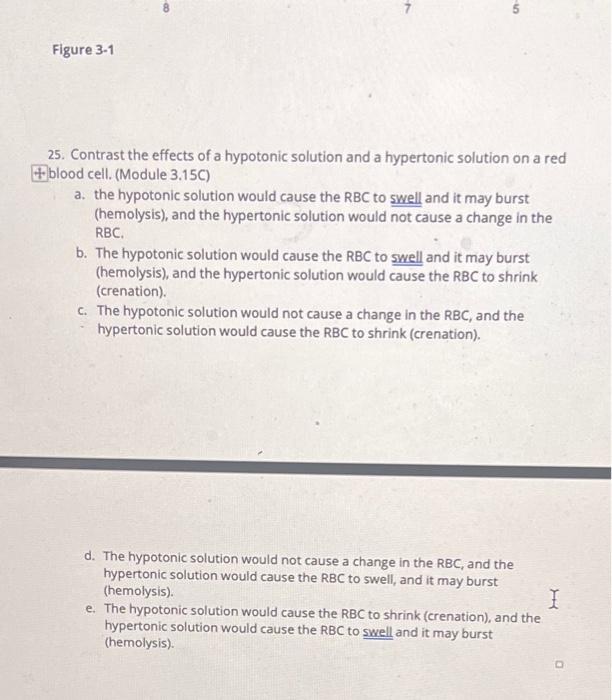 Solved as cell bursting is to 21. Red blood cell shrinkage | Chegg.com