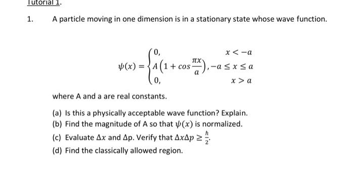 Solved A particle moving in one dimension is in a stationary | Chegg.com