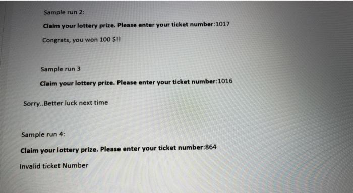 Solved SET 1: Write a lottery system that awards | Chegg.com