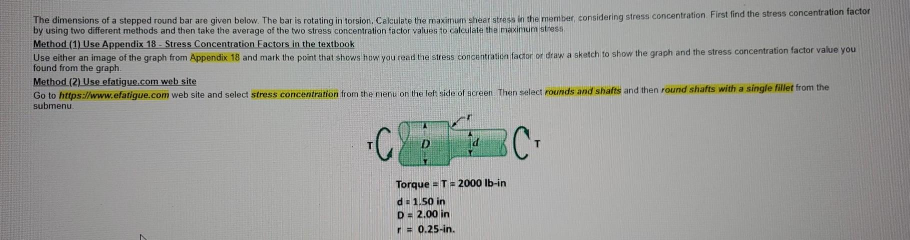 Solved The dimensions of a stepped round bar are given | Chegg.com