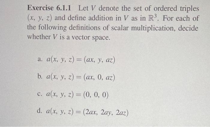 Solved Exercise 6.1.1 Let V denote the set of ordered | Chegg.com