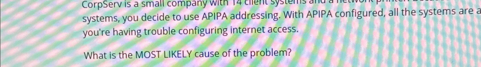 Solved systems, you decide to use APIPA addressing. With | Chegg.com