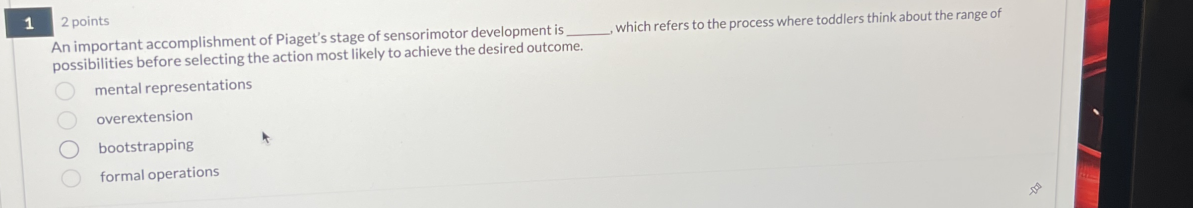 Solved 12 ﻿pointsAn important accomplishment of Piaget's | Chegg.com