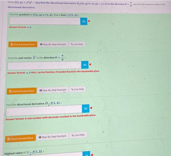 Solved Given f(x,y)=x3y3−4xy find the directional derivative | Chegg.com