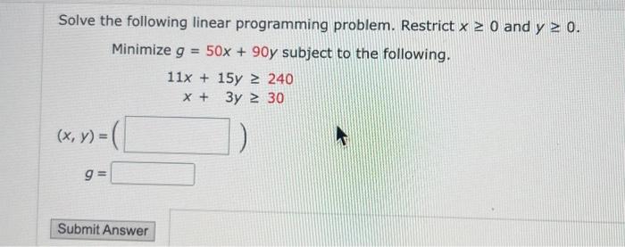 Solved Solve the following linear programming problem. | Chegg.com