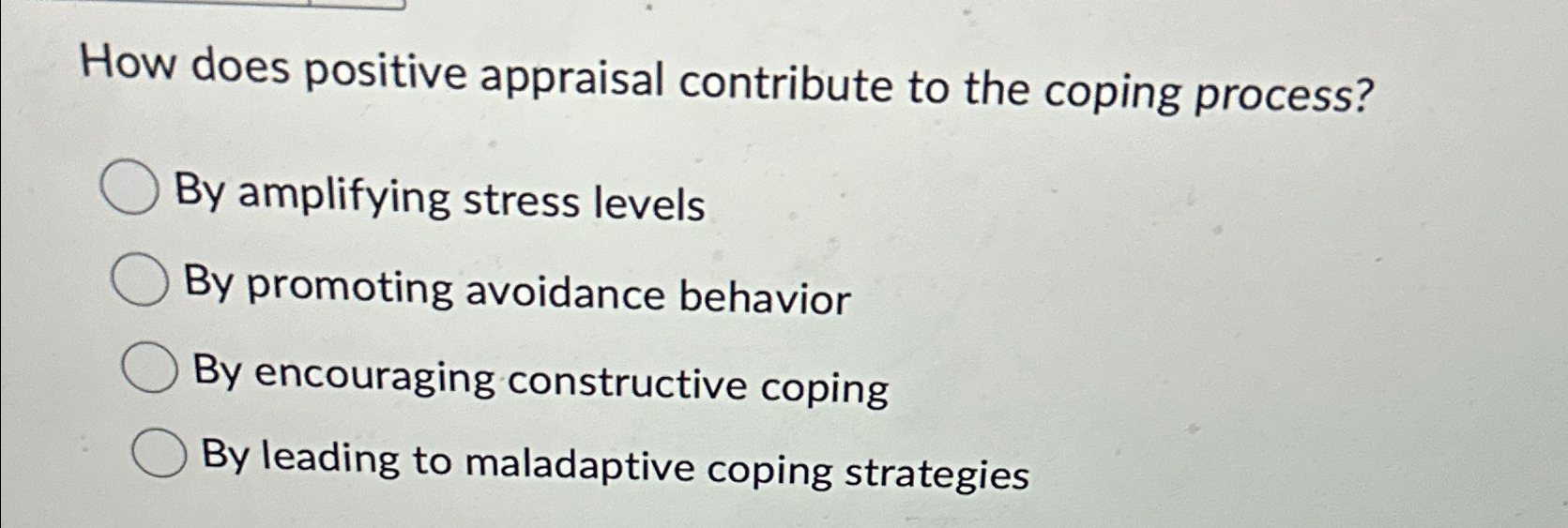 Solved How does positive appraisal contribute to the coping | Chegg.com