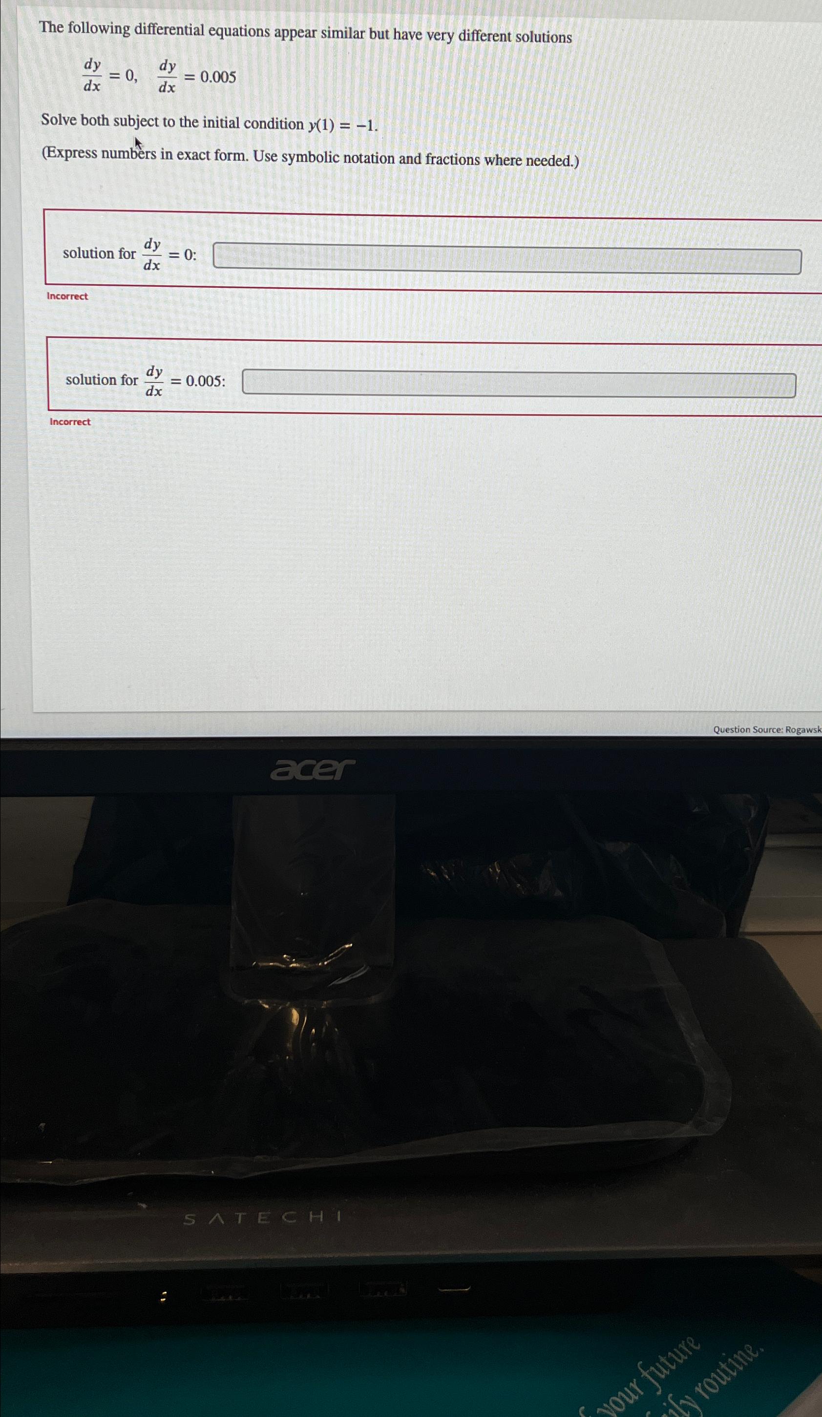 Solved The following differential equations appear similar | Chegg.com