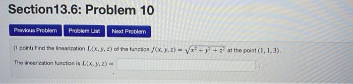 Solved Section 13.6: Problem 10 Previous Problern Problern | Chegg.com