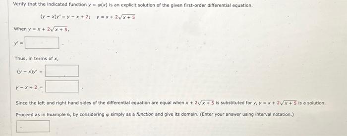 Solved Verify that the indicated function \\( y=\\varphi(x) | Chegg.com