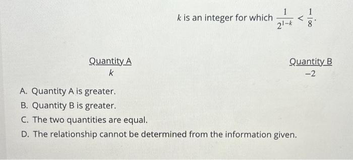 Solved k is an integer for which 21−k1