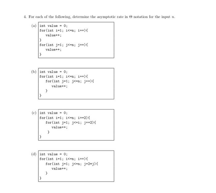 Solved 4. For each of the following, determine the | Chegg.com