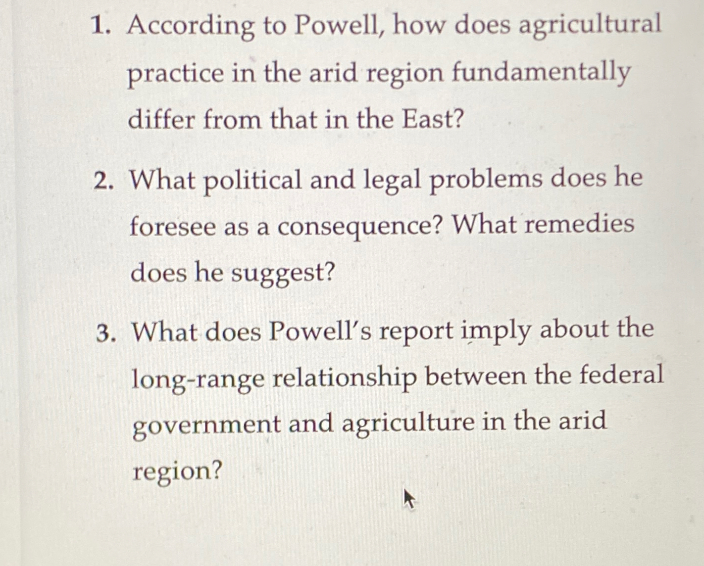Solved According to Powell, how does agricultural practice | Chegg.com