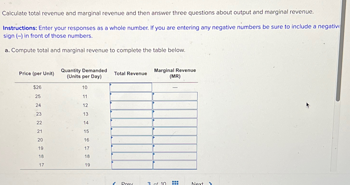 Solved Calculate total revenue and marginal revenue and then | Chegg.com