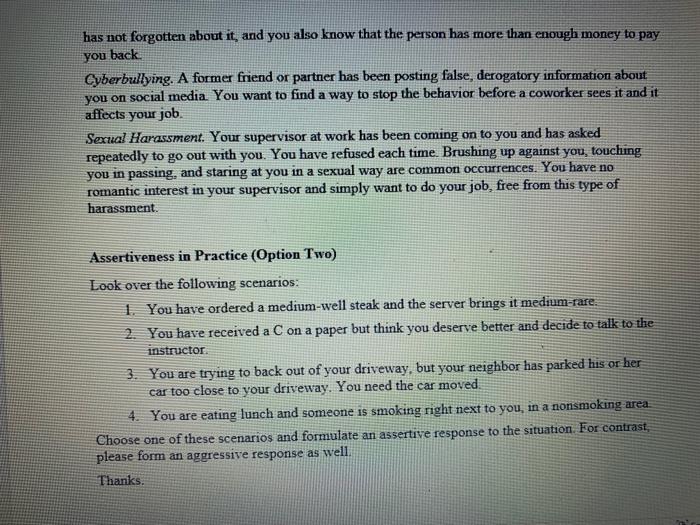 Here is your assignment. Choose option one or two and | Chegg.com