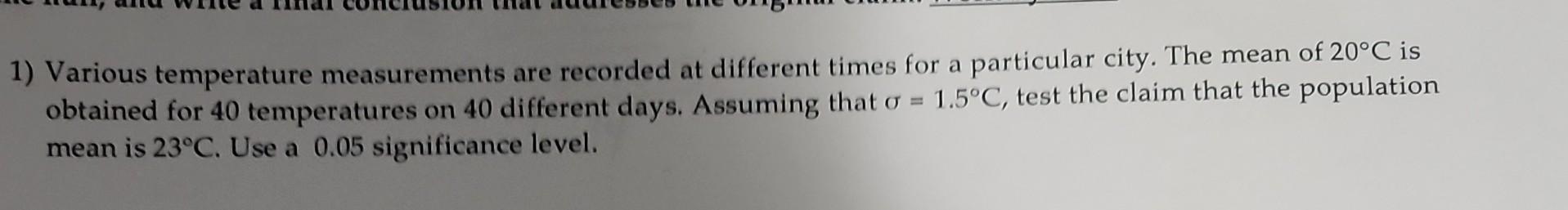 Solved 1) Various temperature measurements are recorded at | Chegg.com