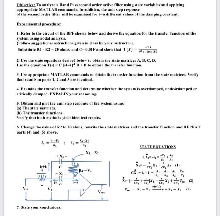 Solved Objective: To analyze a Band Pass second order active | Chegg.com