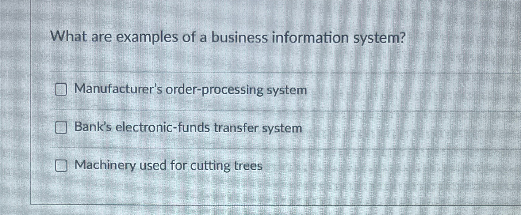 Solved What are examples of a business information | Chegg.com