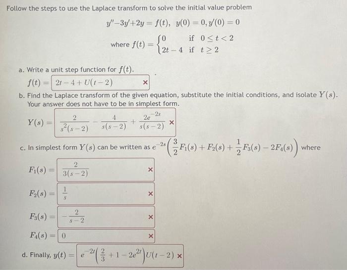 Solved Follow the steps to use the Laplace transform to | Chegg.com