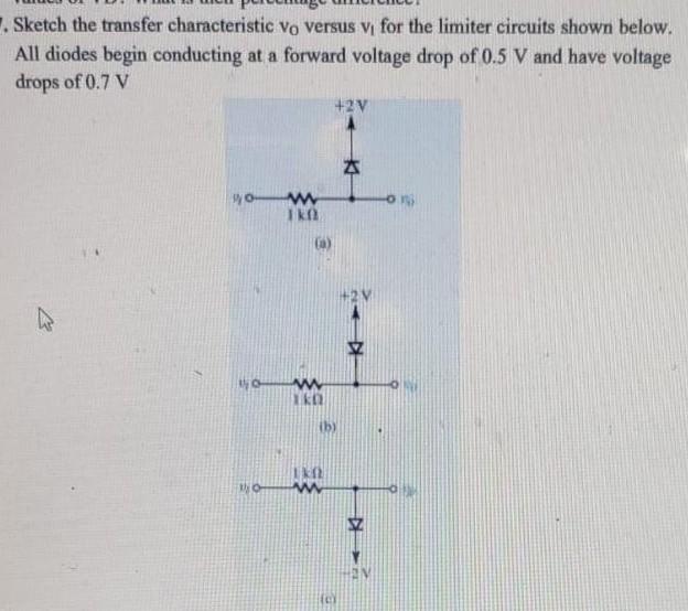Solved Sketch the transfer characteristic Vo versus vi for | Chegg.com