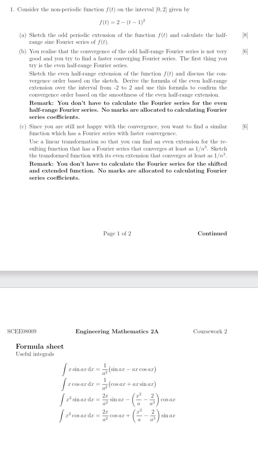 Solved Consider the non-periodic function f(t) ﻿on the | Chegg.com