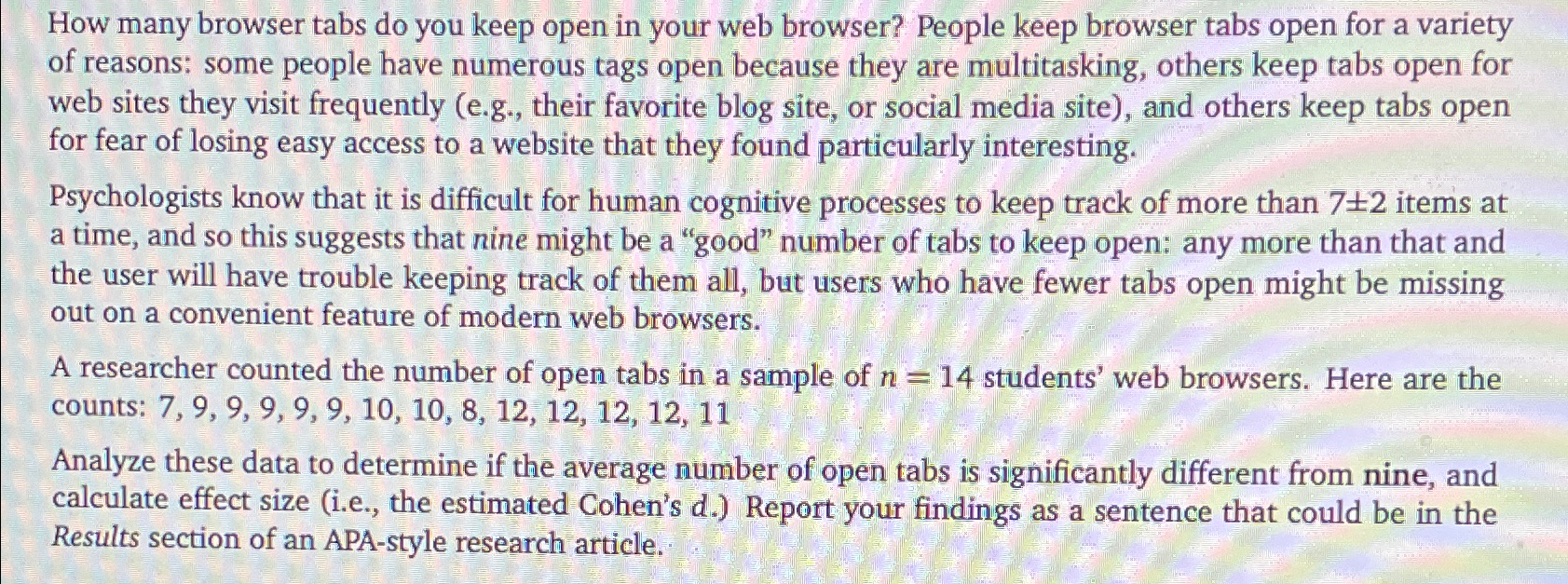 Solved How many browser tabs do you keep open in your web | Chegg.com