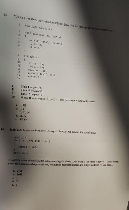 Solved 3 vold teat (int* x, int y ) 4x+4x +x+4x 1. Bine 4 | Chegg.com