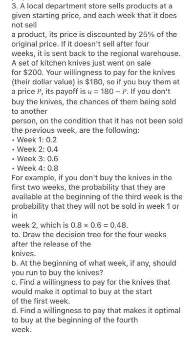 Solved 3. A local department store sells products at a given | Chegg.com