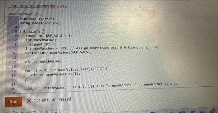 Solved Assign numMatches with the number of elements in | Chegg.com