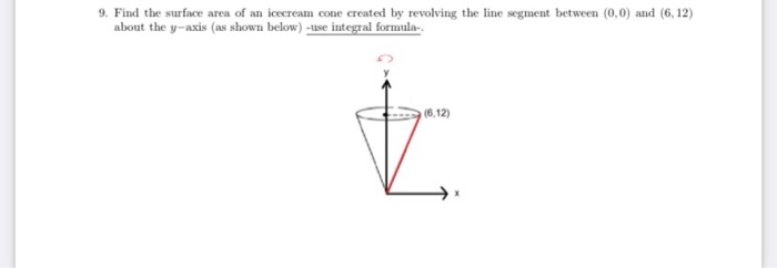 Solved 9. Find the surface area of an icecream cone created | Chegg.com