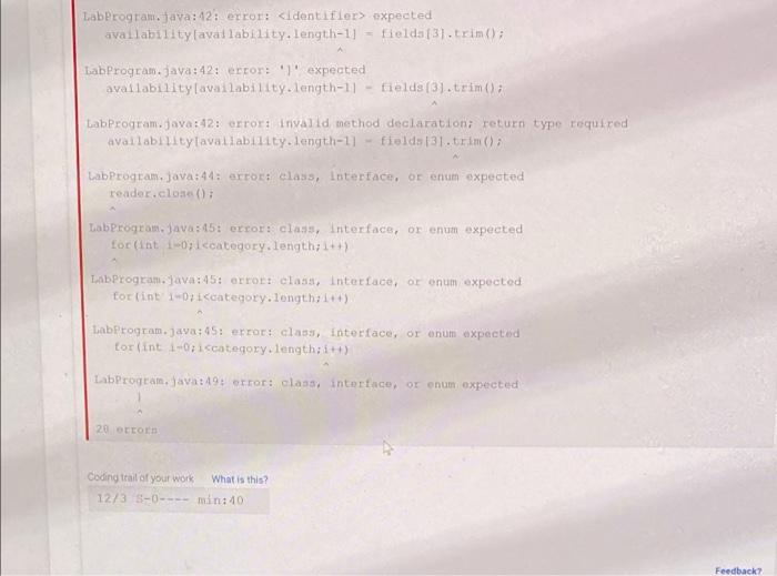 Solved I need help with my java code. I have errors that i | Chegg.com