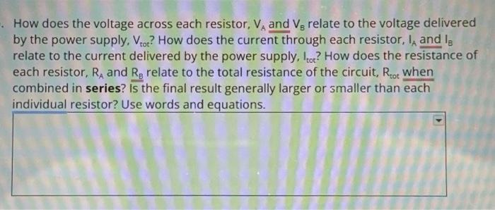 Solved . How does the voltage across each resistor, VA and | Chegg.com