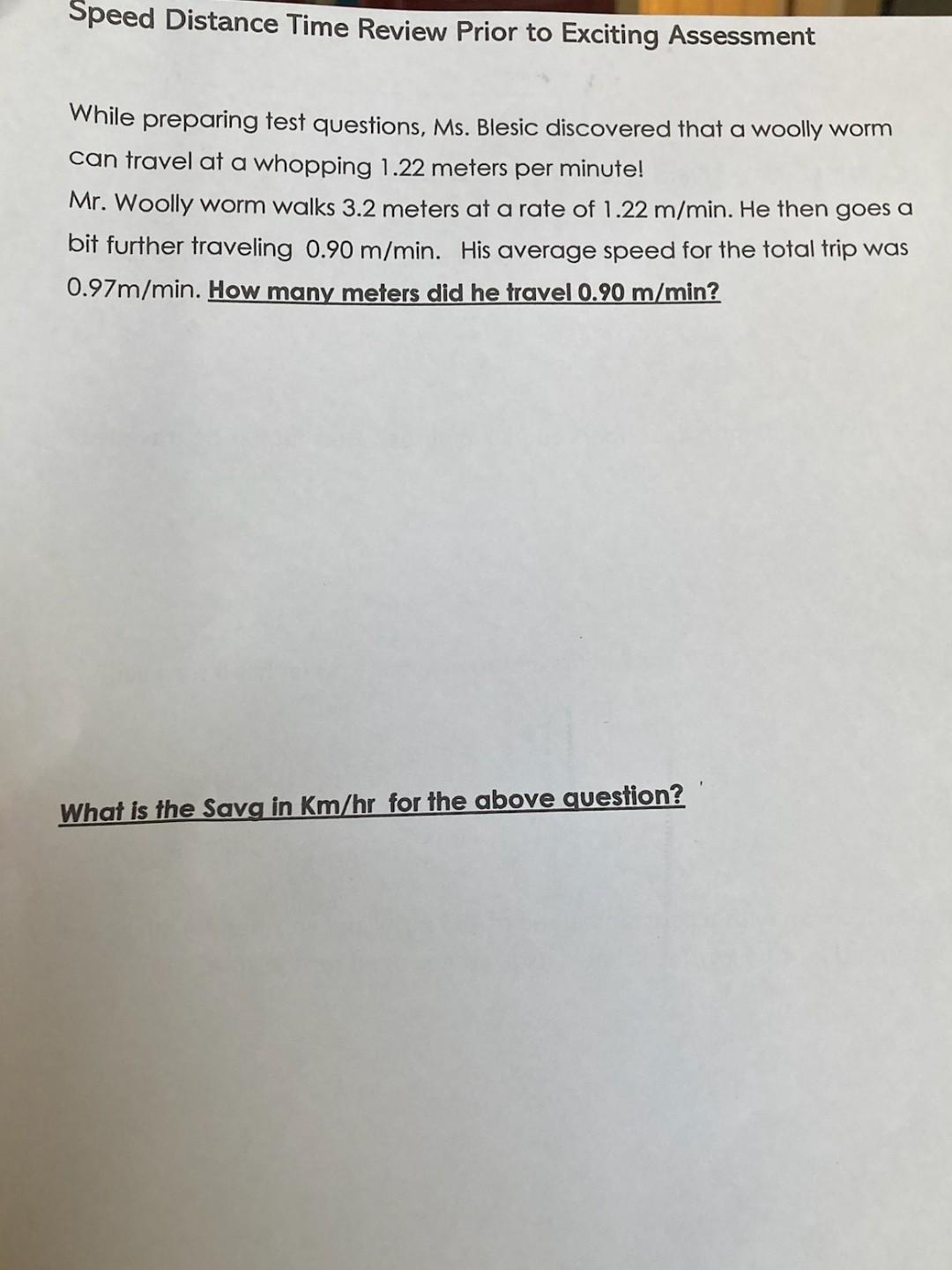 Solved speed Distance Time Review Prior to Exciting | Chegg.com