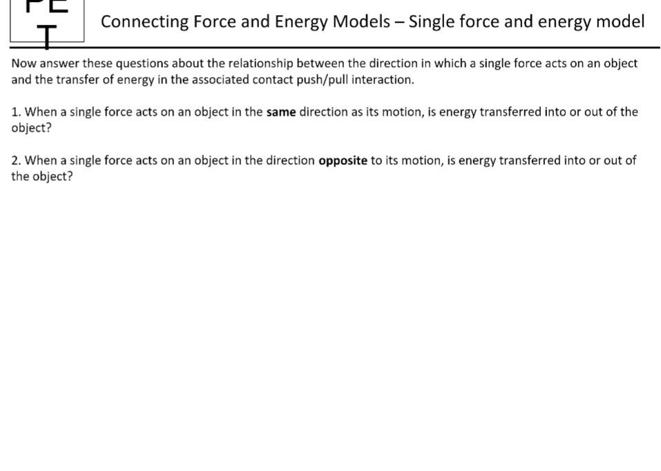 Solved T Connecting Force and Energy Models - Single force | Chegg.com