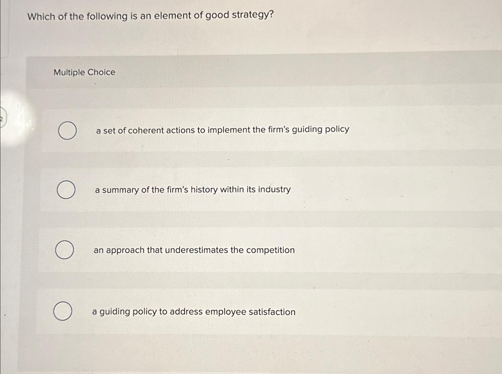 Solved Which of the following is an element of good | Chegg.com